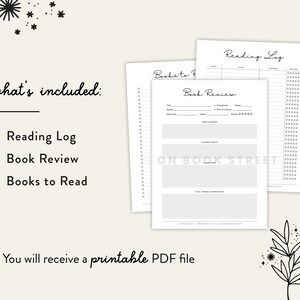 Reading Journal Printable Books to Read Book Diary Reading Tracker ...