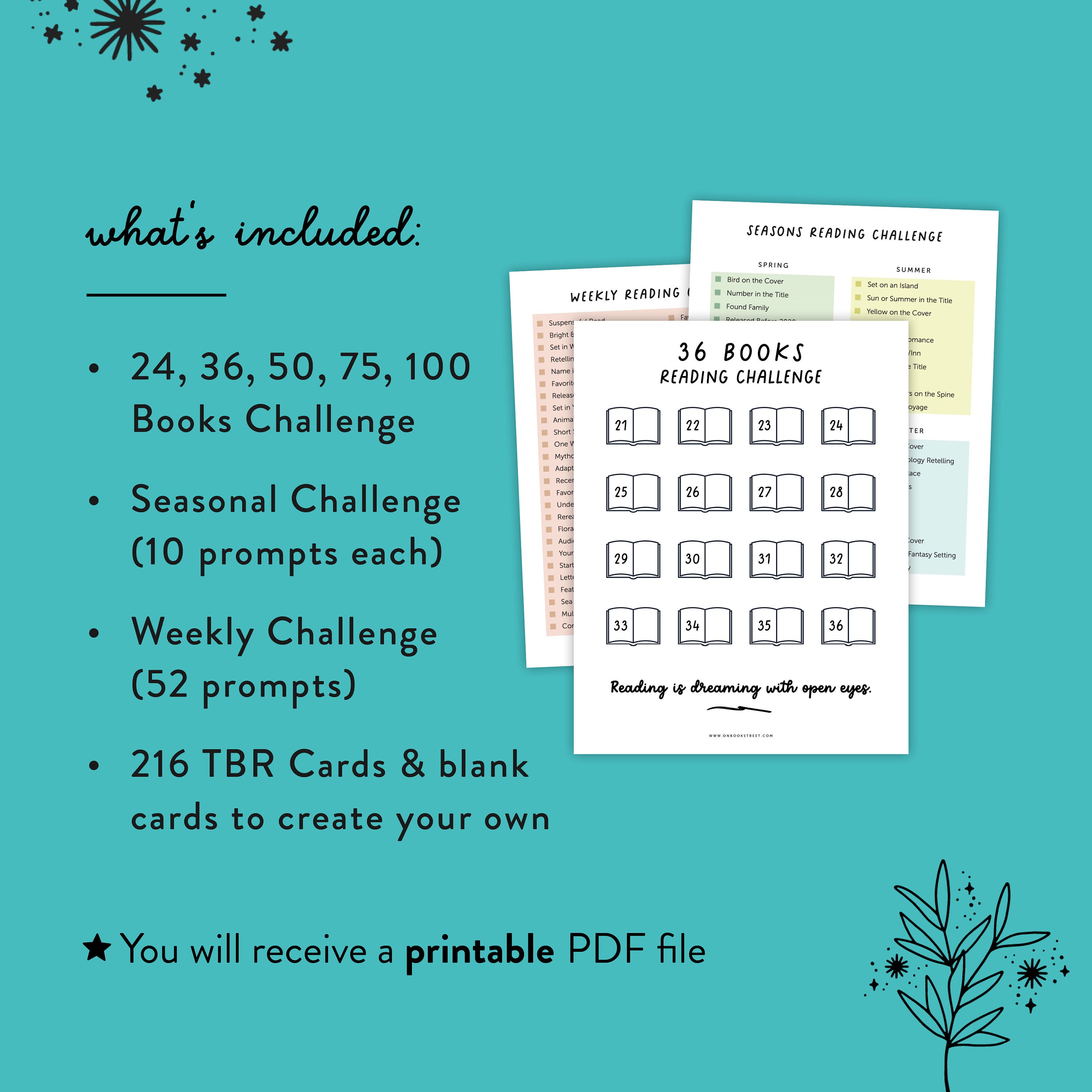Printable Reading Challenge Templates TBR Game Cards Books - Etsy