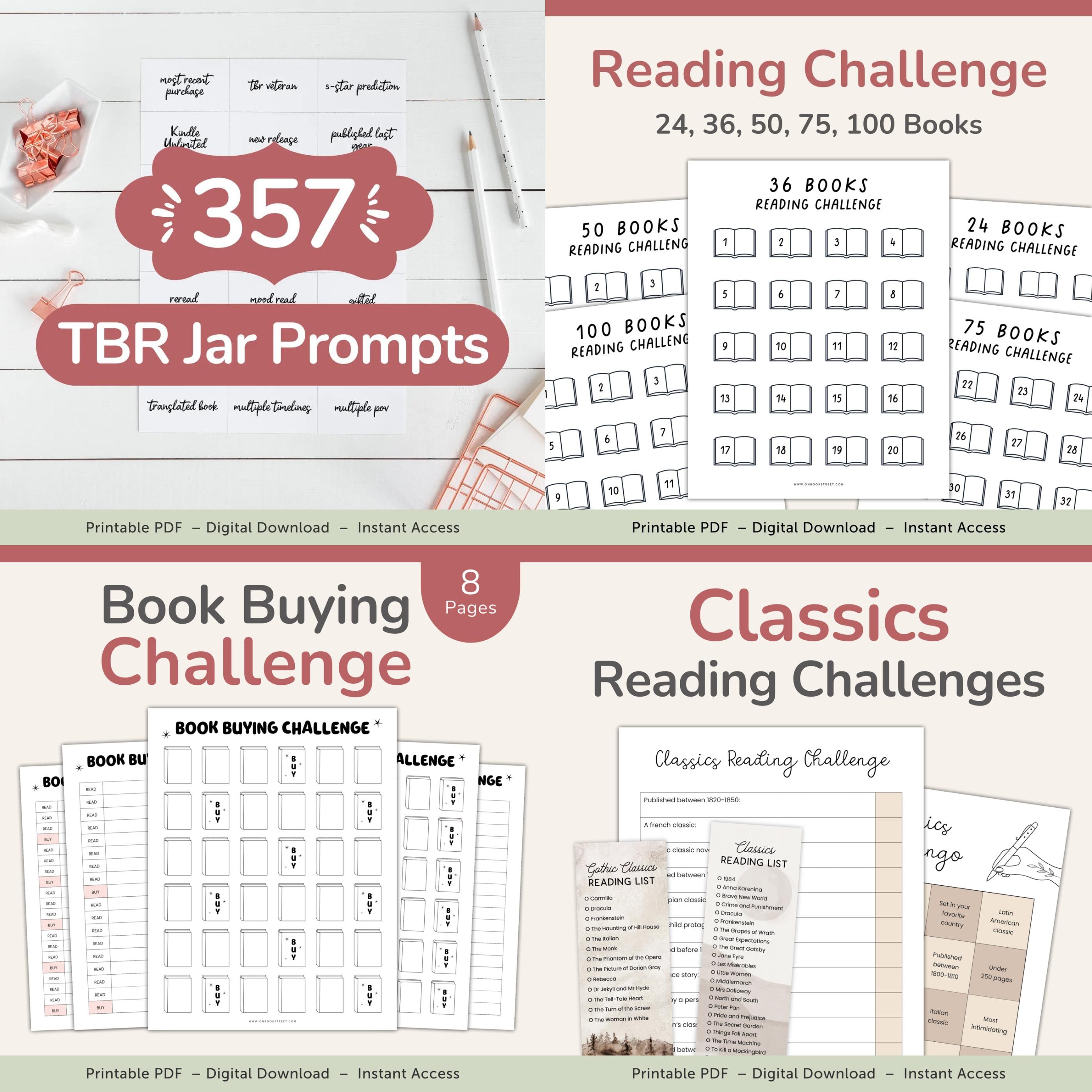 TBR Games & Reading Challenges Printable Bundle, What to Read Next, PDF ...