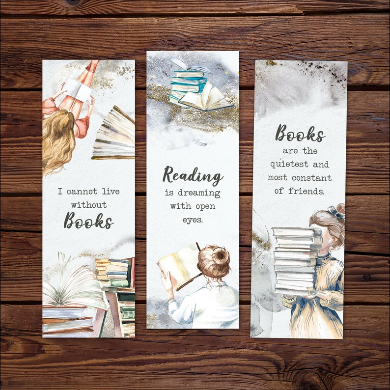 Bookish Printable Bookmarks Book Lover Gifts for Readers - Etsy 日本