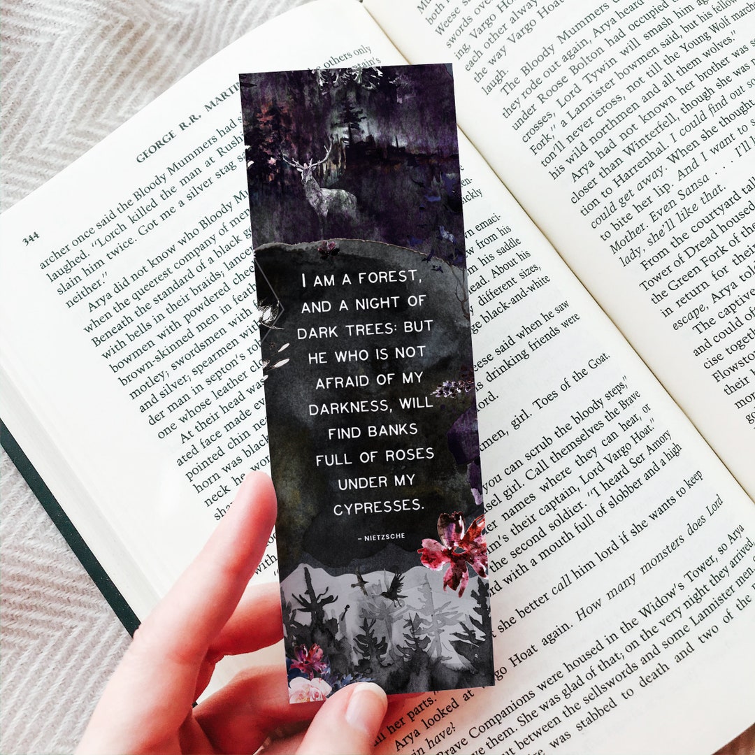 Nietzsche Printable Bookmark, Dark Forest Woodland Watercolor Bookmark ...