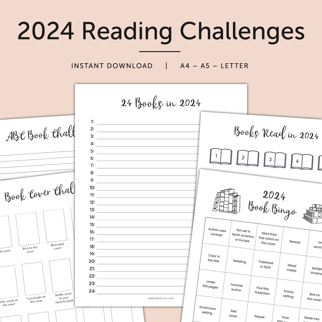 2024 Reading Challenges Printable, Reading Prompts, Book Bingo, PDF ...
