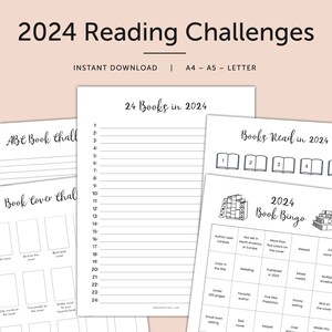 2024 Reading Challenges Printable, Reading Prompts, Book Bingo, PDF ...