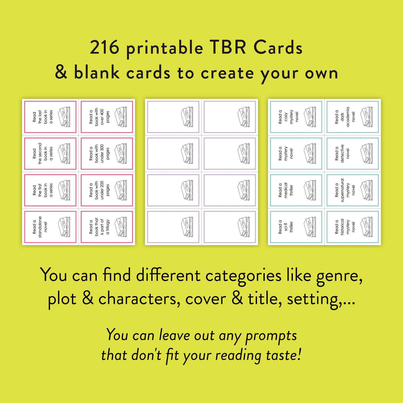 TBR Game Printable Reading Prompts Cards What to Read Next - Etsy