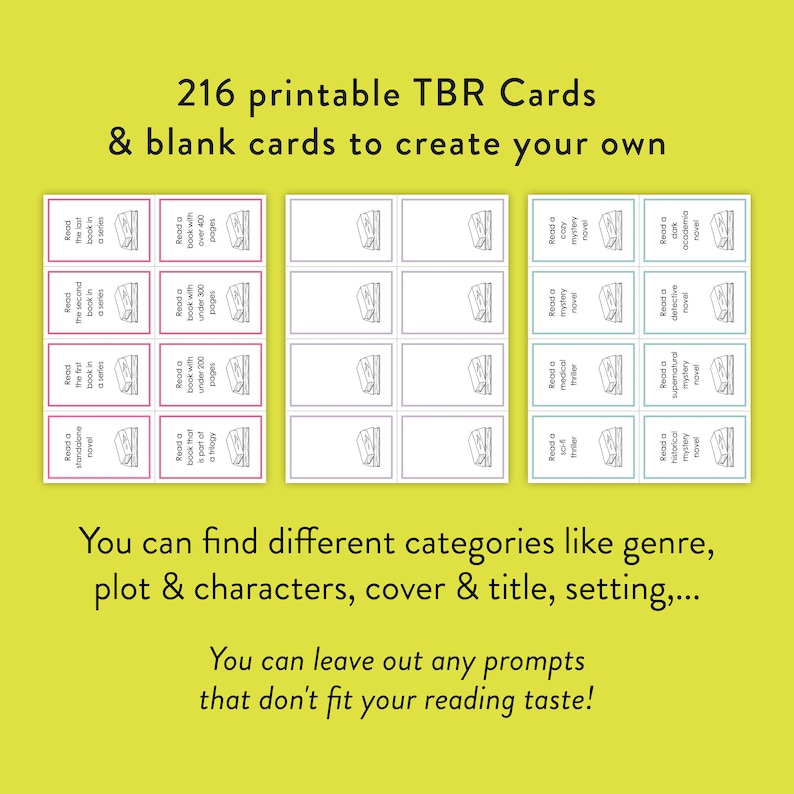 TBR Game Printable Reading Prompts Cards What to Read Next - Etsy