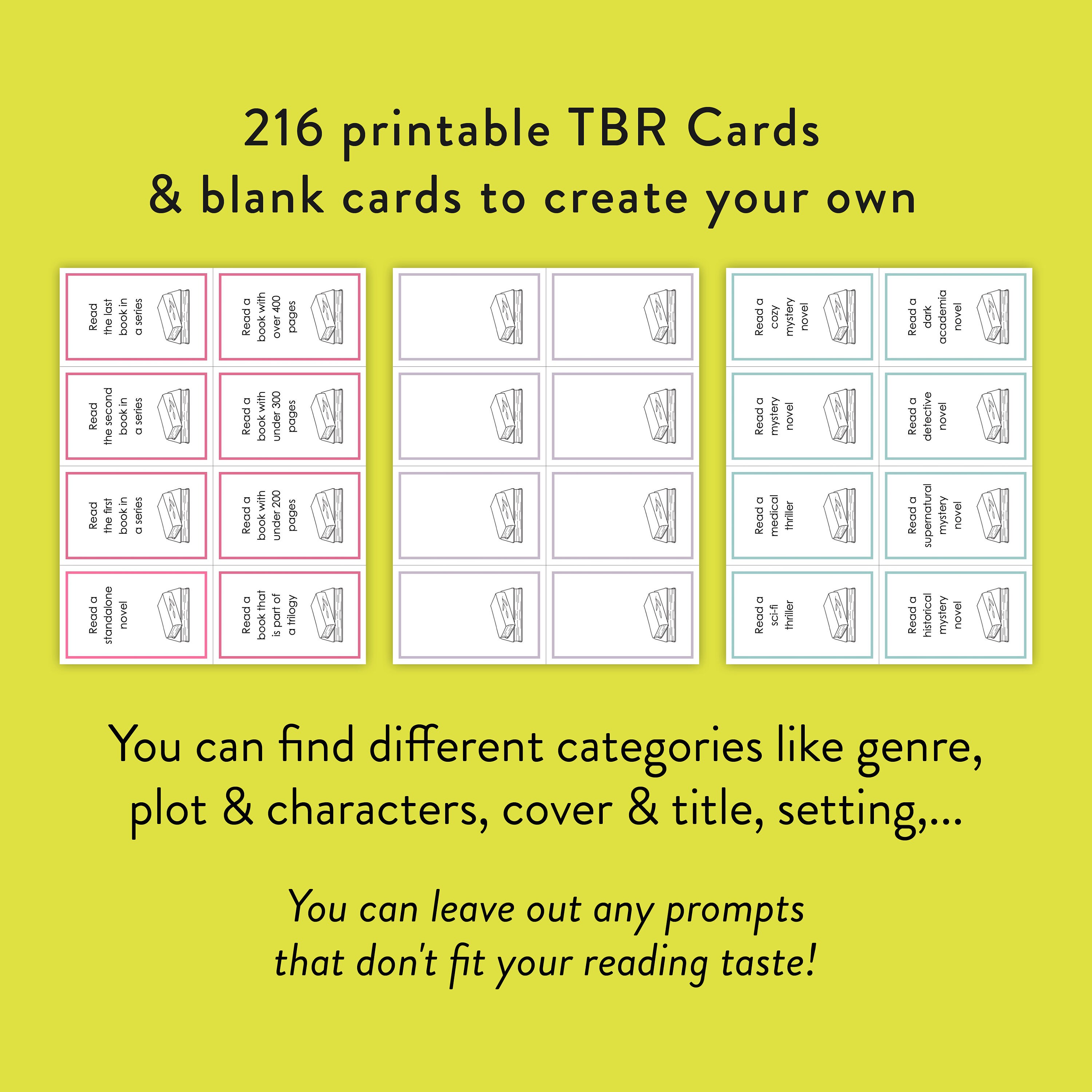 TBR Game Printable Reading Prompts Cards What to Read Next - Etsy