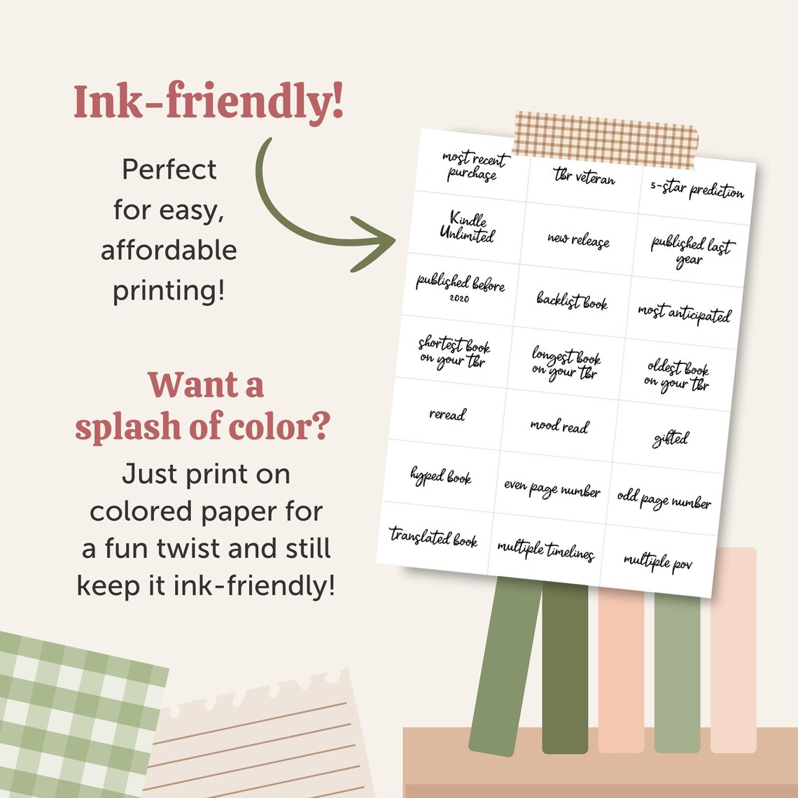 Printable TBR Jar Reading Prompts, Reading Challenge, PDF – DOWNLOAD - Etsy