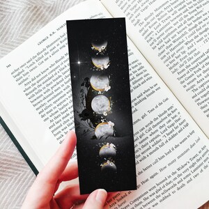 Moon Flower Printable Bookmarks Set, Night Sky Bookmarks Moon Phases ...
