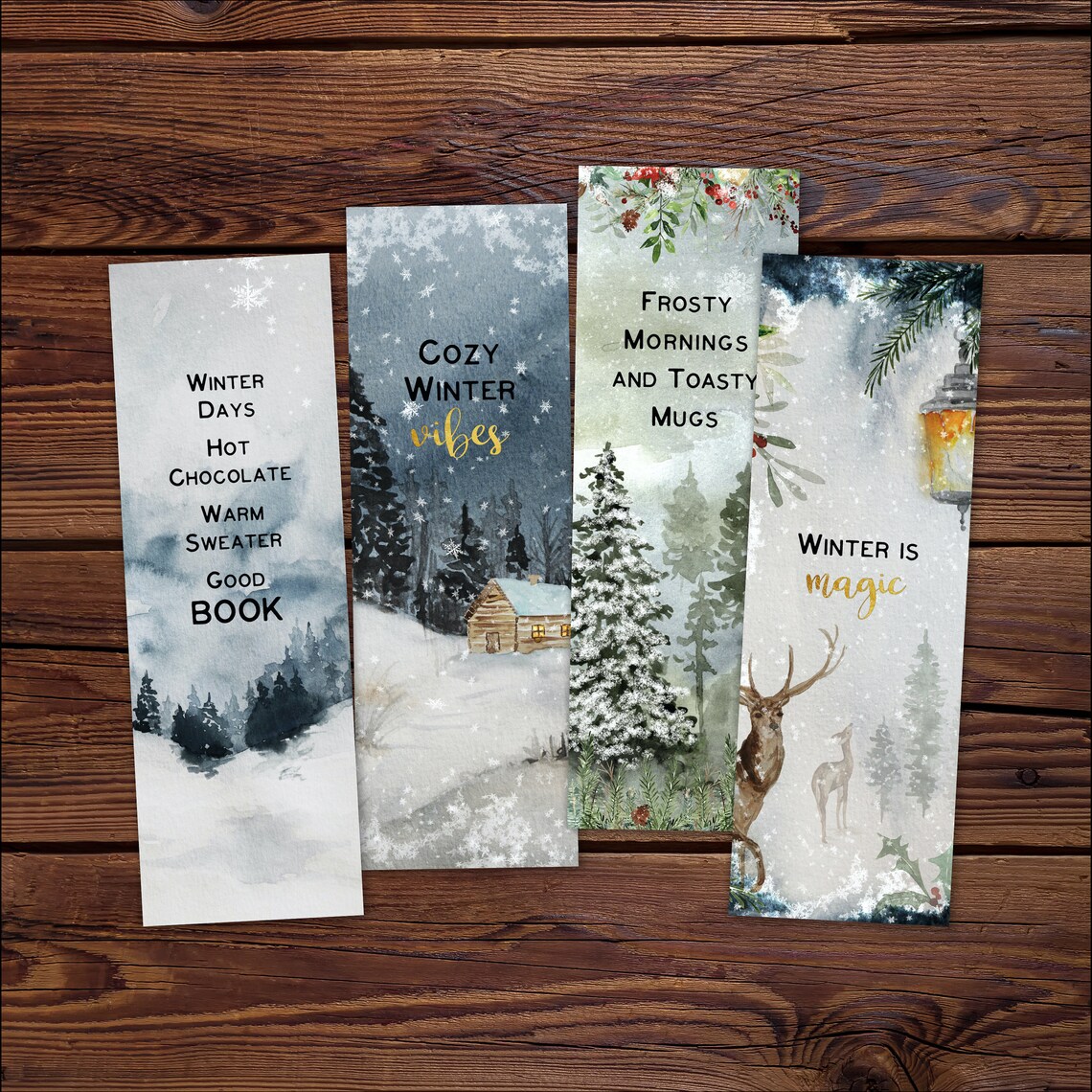 Winter Bookmark Set Printable Bookmarks for Readers Book - Etsy