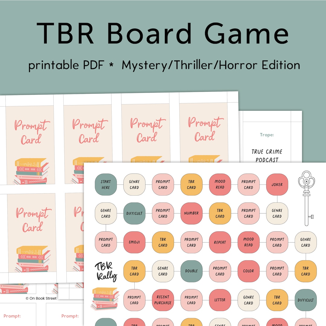 Printable Thriller TBR Board Game With Reading Prompts, Reading ...