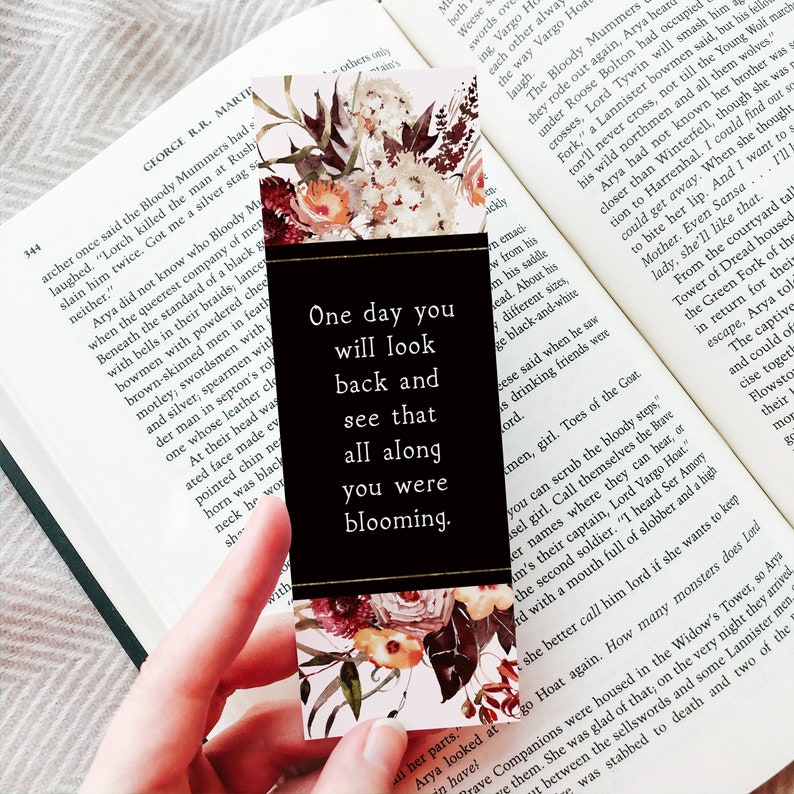 Printable Bookmarks With Inspirational Quotes, Floral Bookmark Set ...
