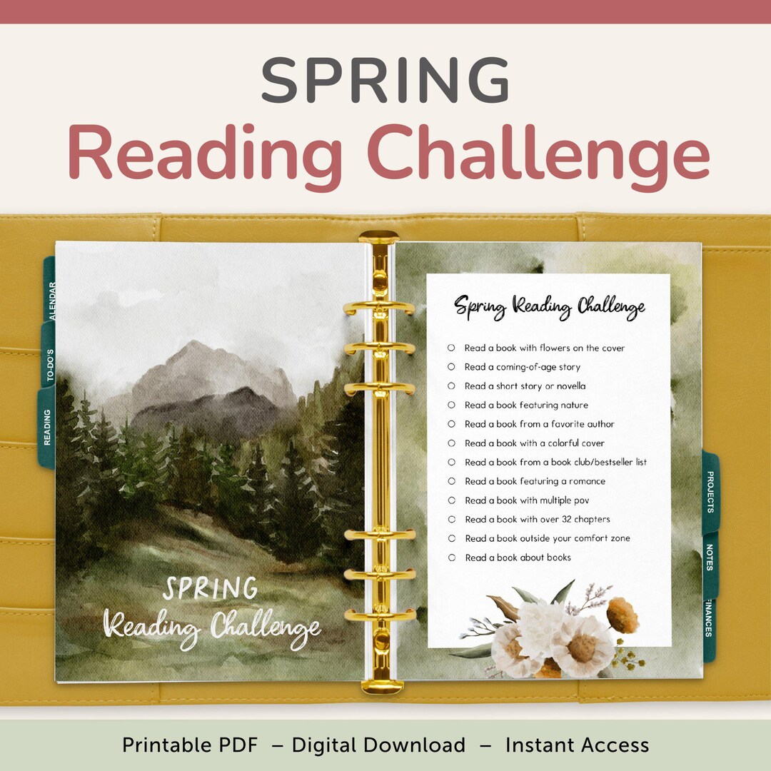 Spring Reading Challenge Printable Planner Inserts, Reading Prompts ...
