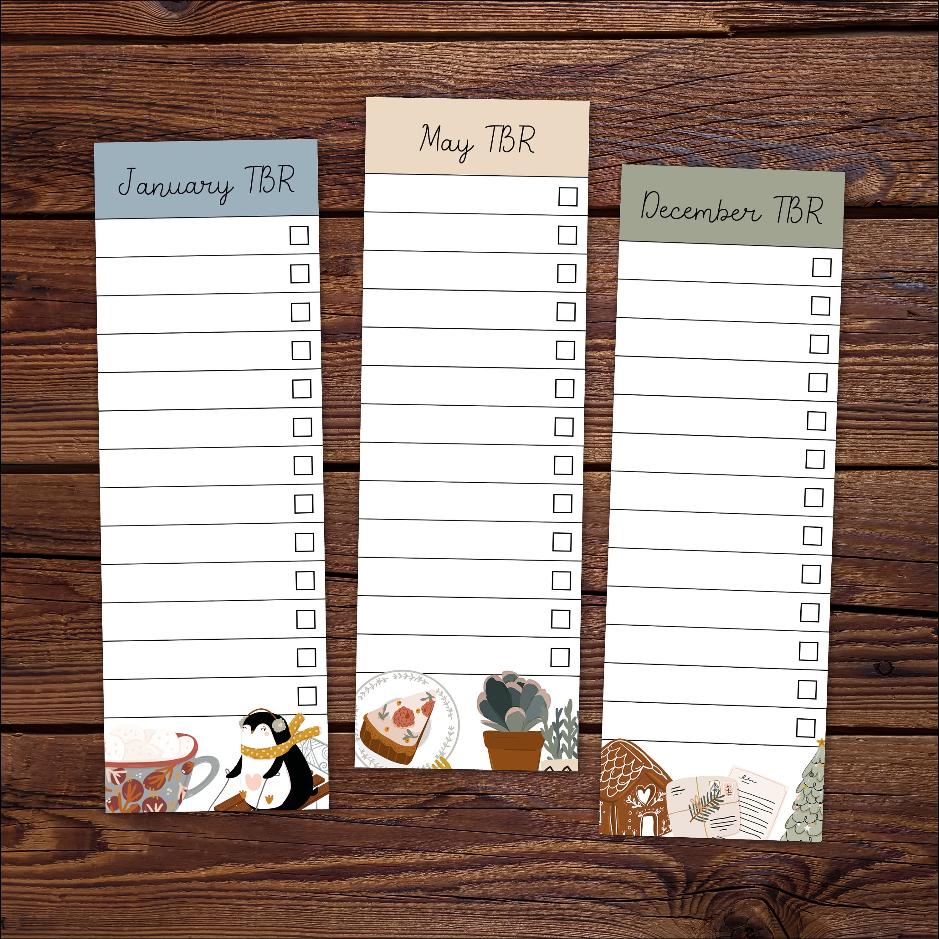 Monthly TBR Bookmarks Printable Reading List Bookmark Set - Etsy