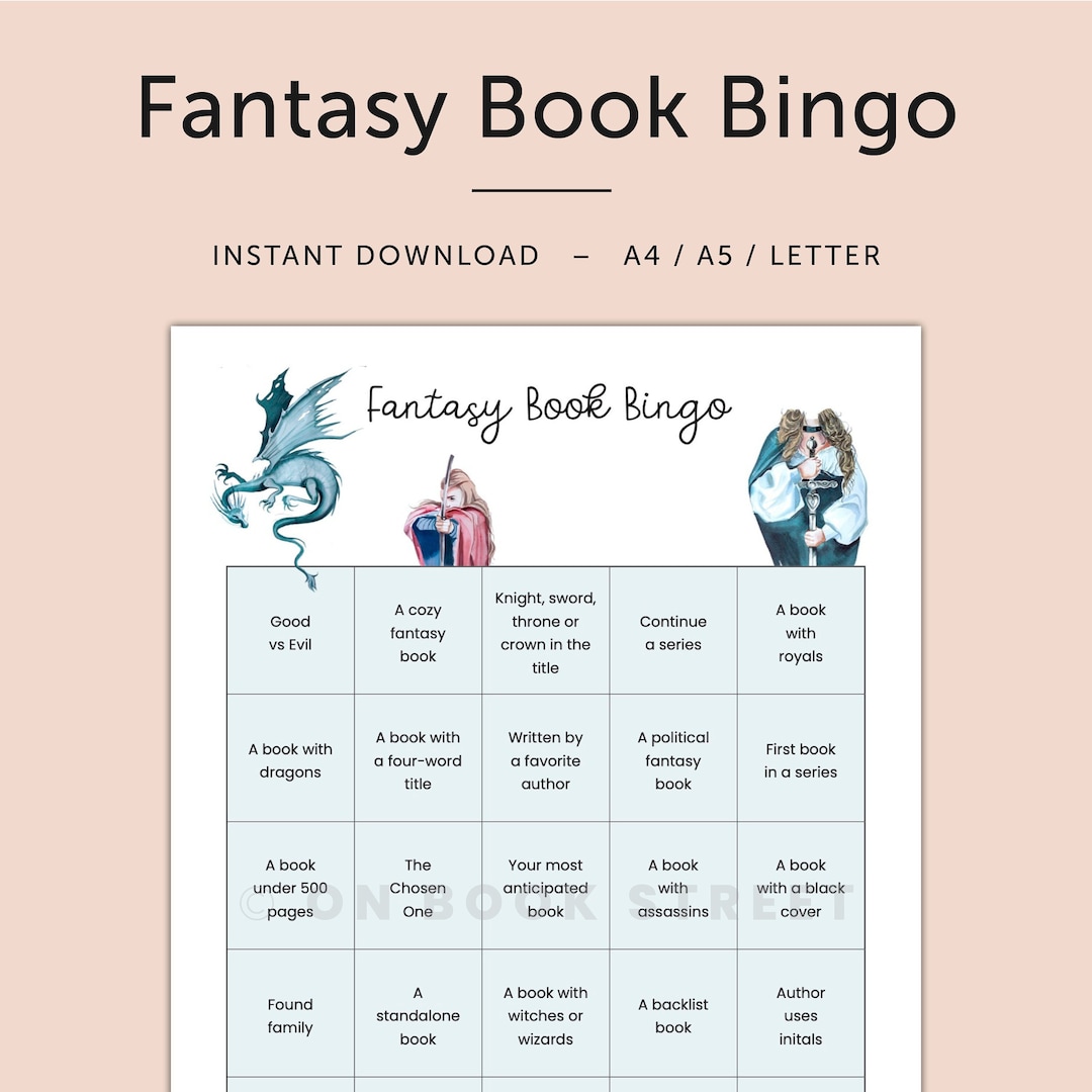 Fantasy Book Bingo Printable, TBR Game, Reading Prompts, What to Read ...
