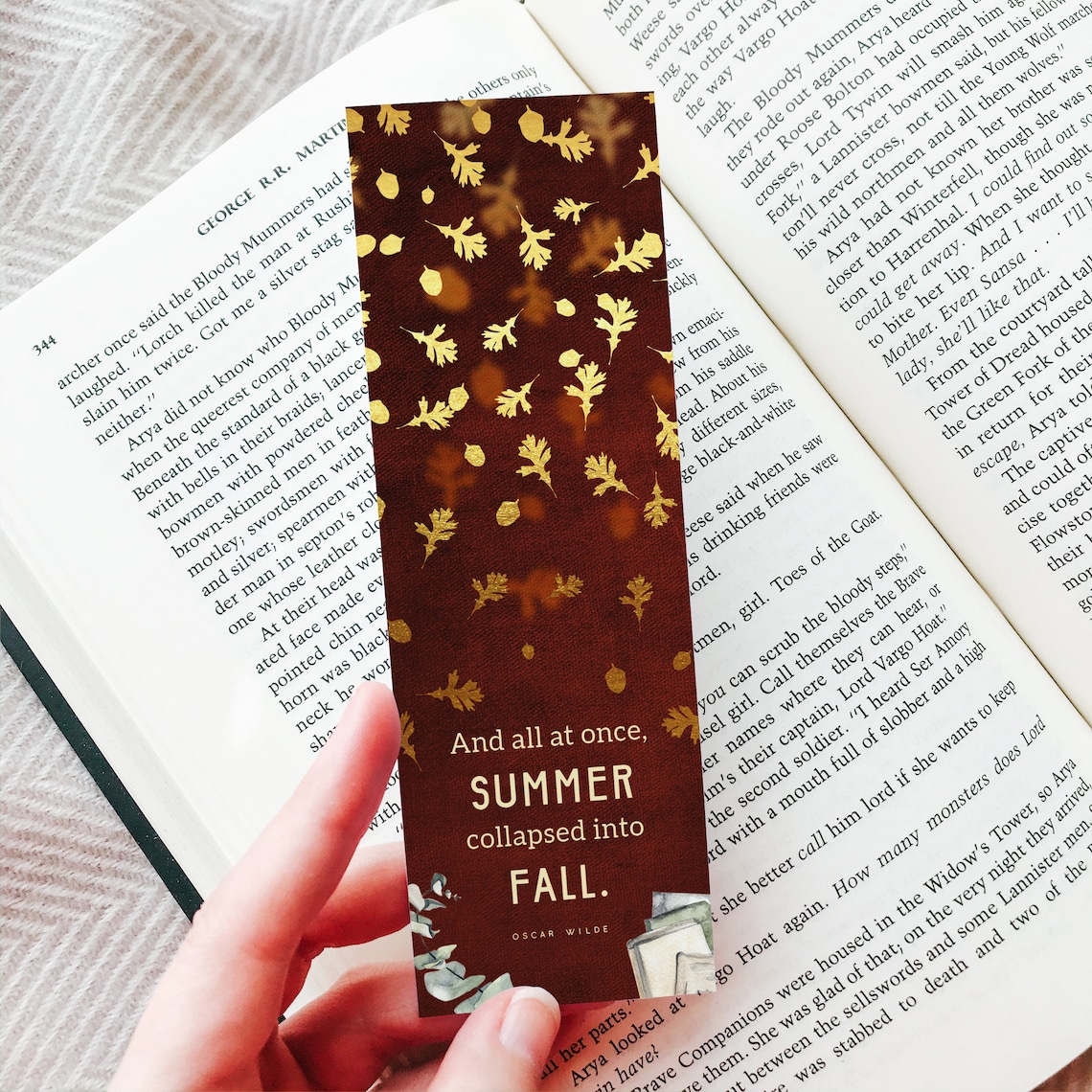 Autumn Bookmark Set Printable Bookmarks With Quotes Literary | Etsy