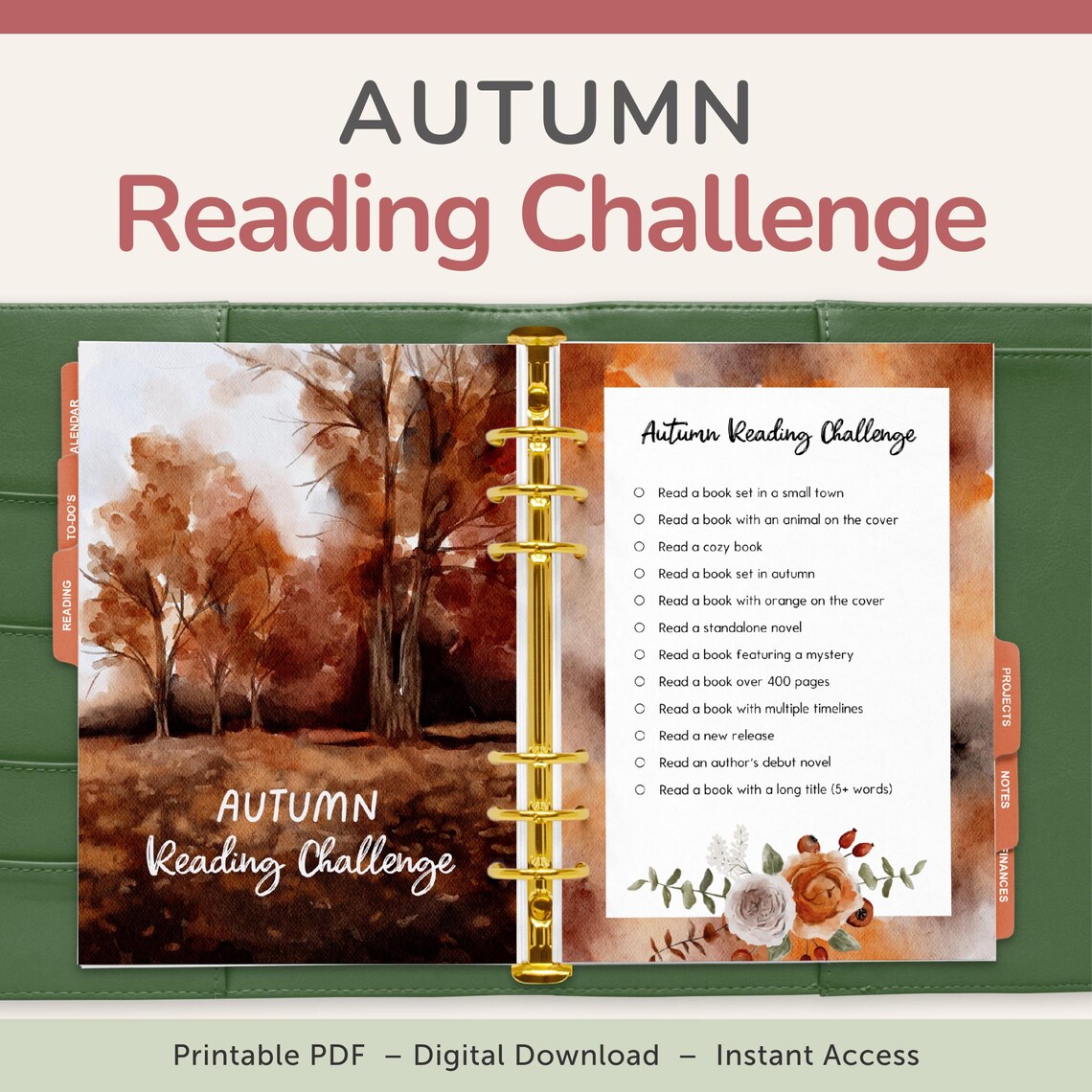Fall Reading Challenge Printable, Autumn Reading Prompts, What to Read ...