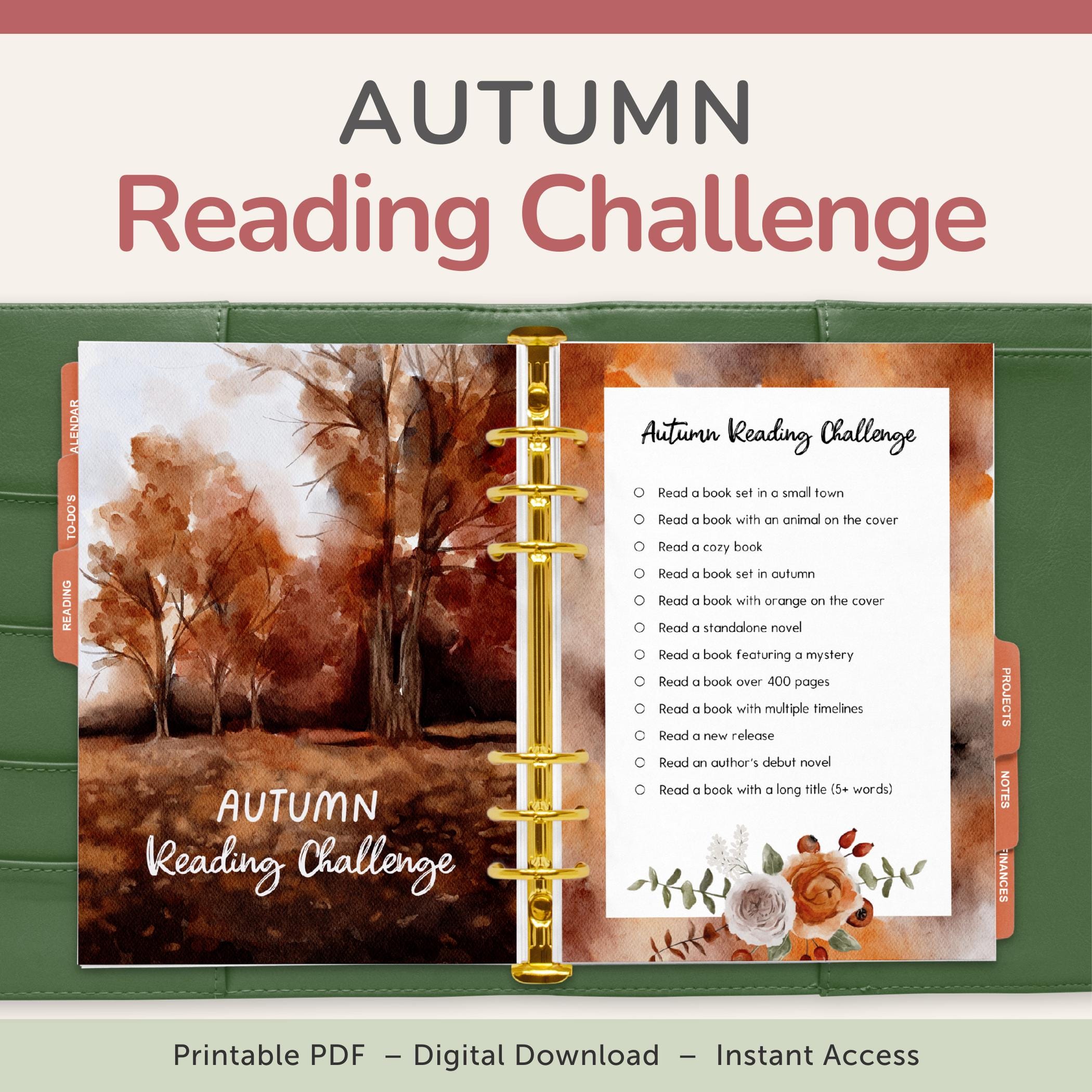 Fall Reading Challenge Printable, Autumn Reading Prompts, What to Read ...