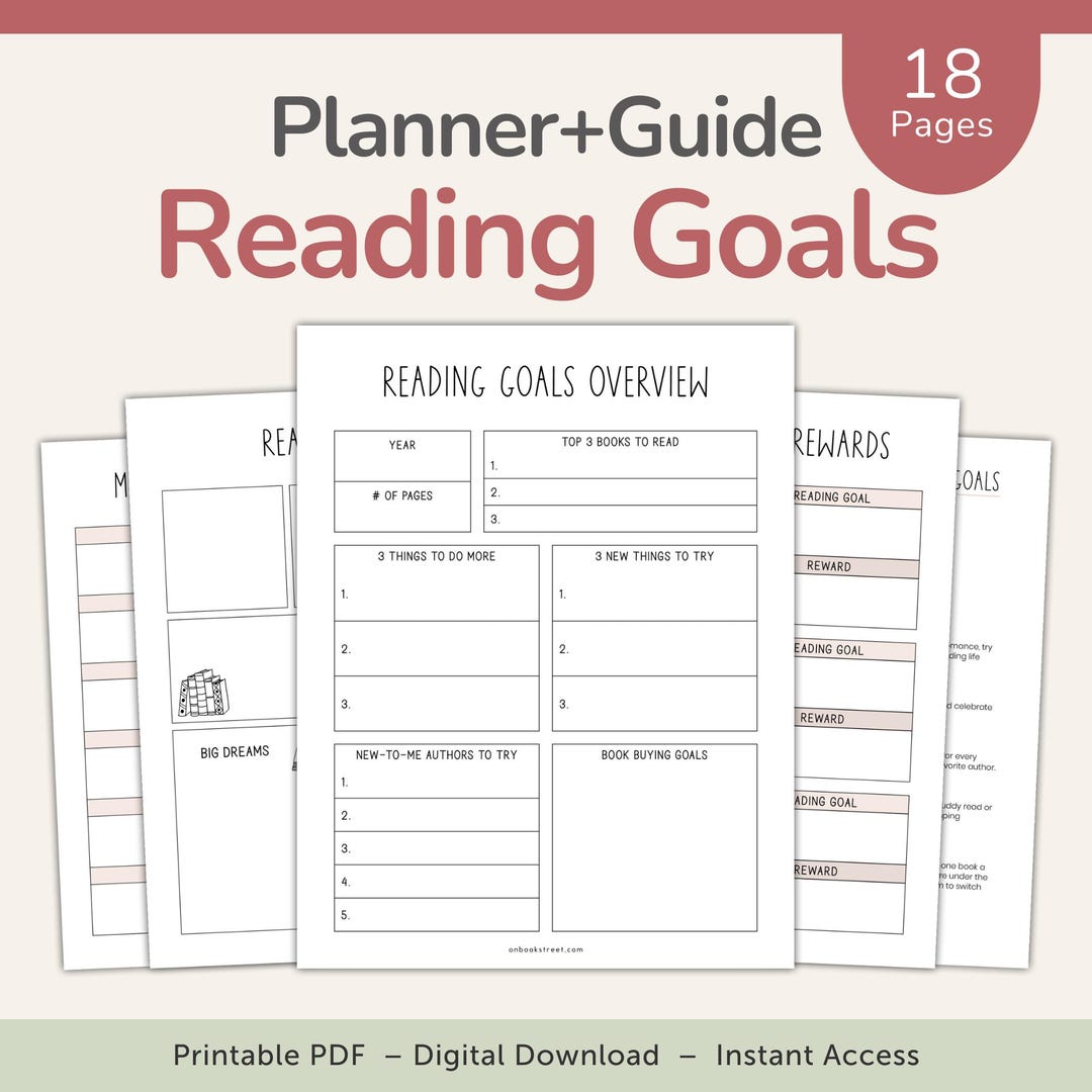 Reading Goals Planner Printable + Guide and Ideas for Setting Book ...