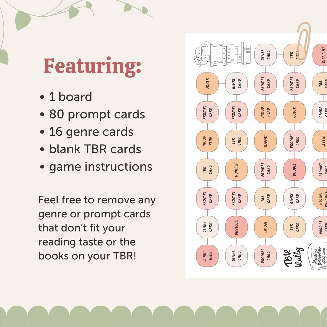 Printable TBR Board Game With Reading Prompts, Reading Challenge ...