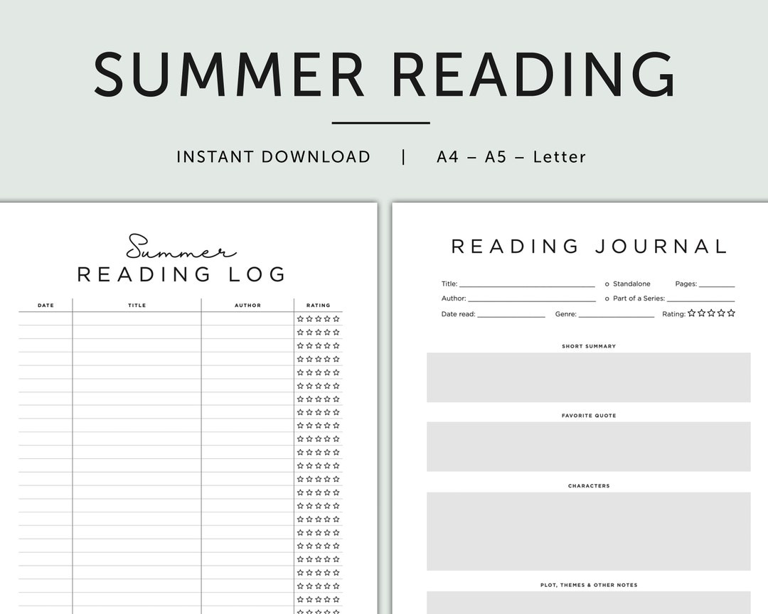 Summer Reading Log Printable & Reading Journal Template, DOWNLOAD - Etsy
