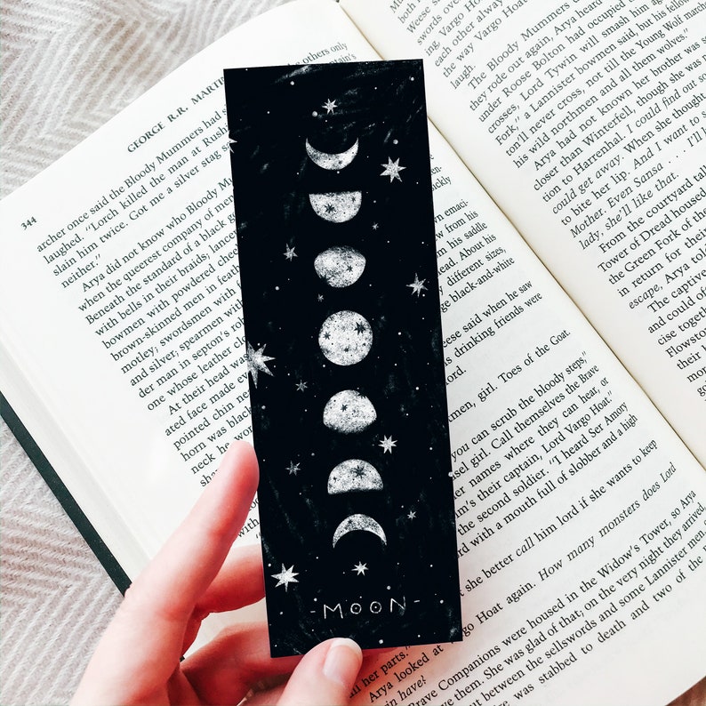 Moon Phases Bookmark Printable, Book Lover Gifts for Readers, DOWNLOAD ...