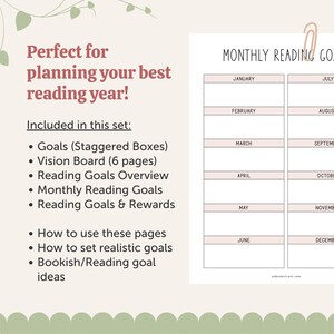 Reading Goals Planner Printable Guide and Ideas for Setting Book Goals ...