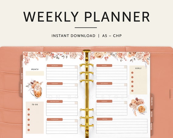Weekly Planner Printable Coffee Themed Undated Inserts PDF | Etsy