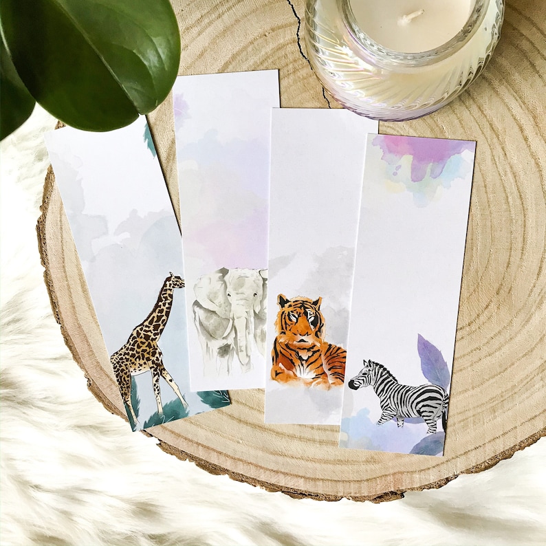 Watercolor Animals Printable Bookmarks Planner Bookmark Animal ...