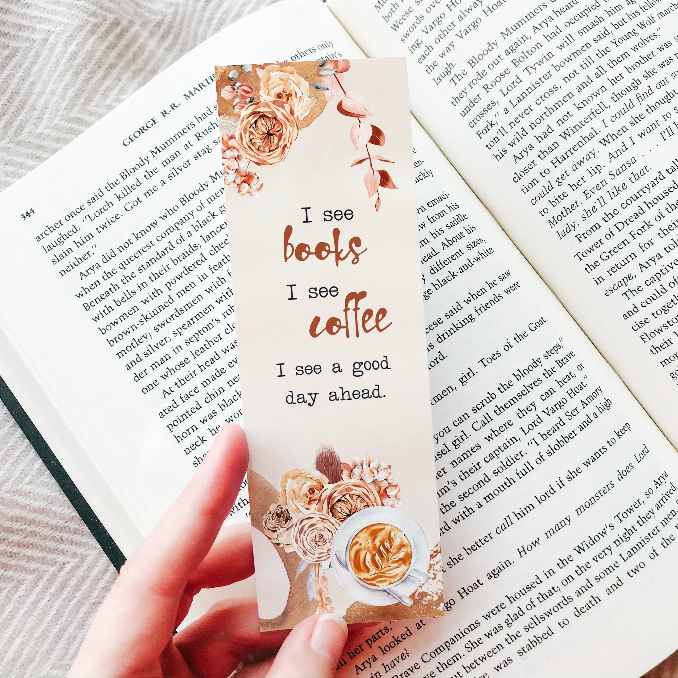 Coffee Bookmarks Printable Bookish Gifts for Readers Digital | Etsy