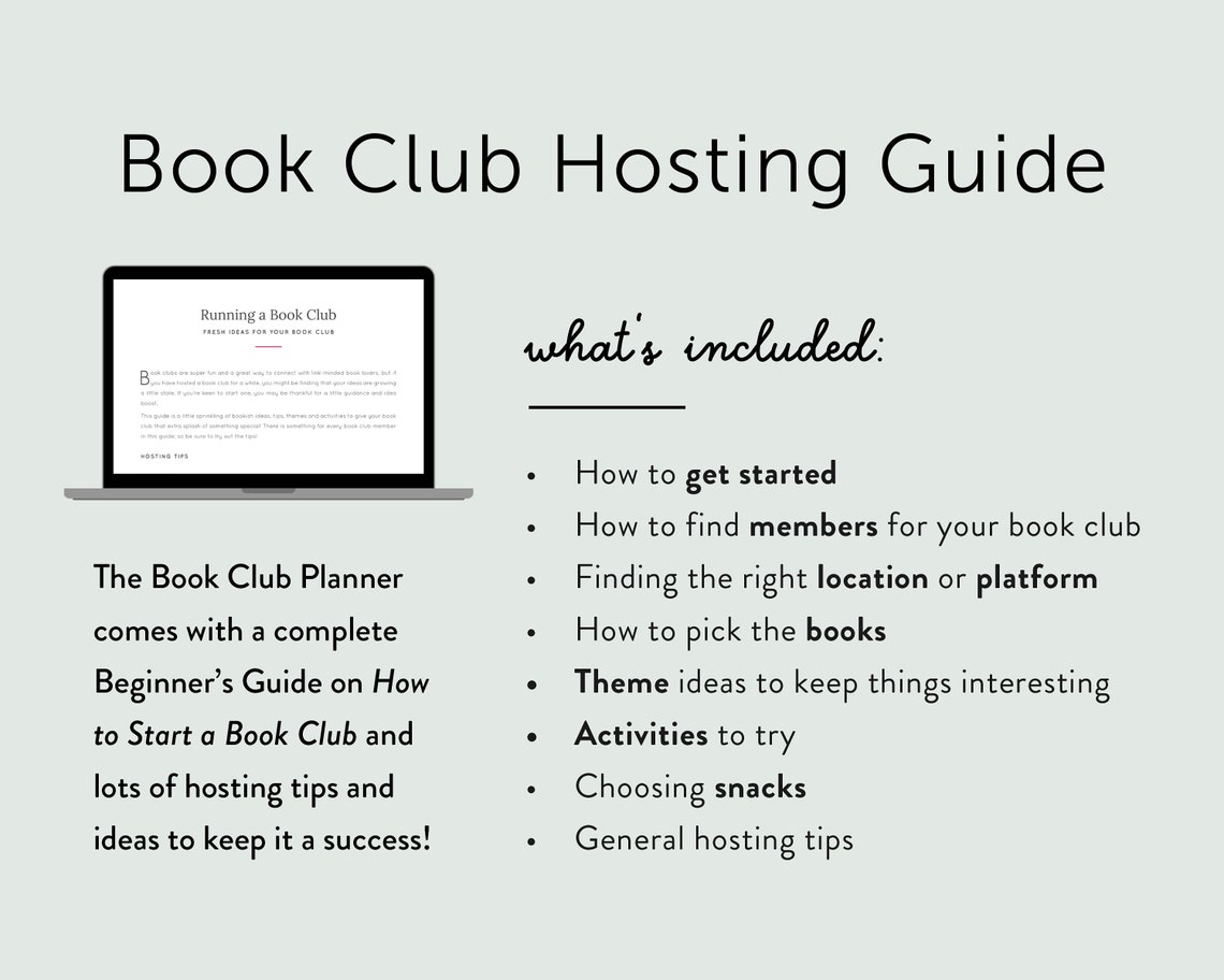 Book Club Planner Reading Group Printable Book Club - Etsy