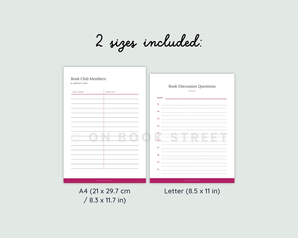 Book Club Planner Reading Group Printable Book Club - Etsy