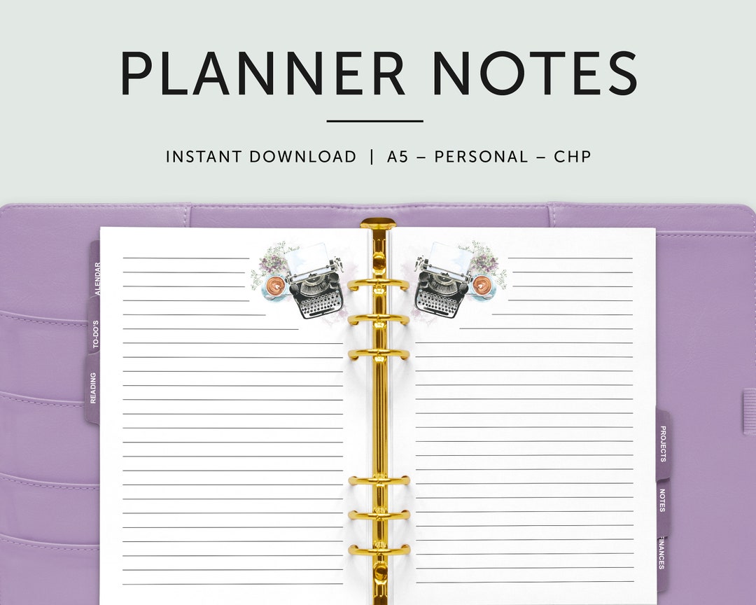 Planner Notes Pages, Writing Journal, Printable Planner Inserts ...