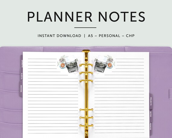 Planner Notes Pages Writing Journal Printable Planner - Etsy