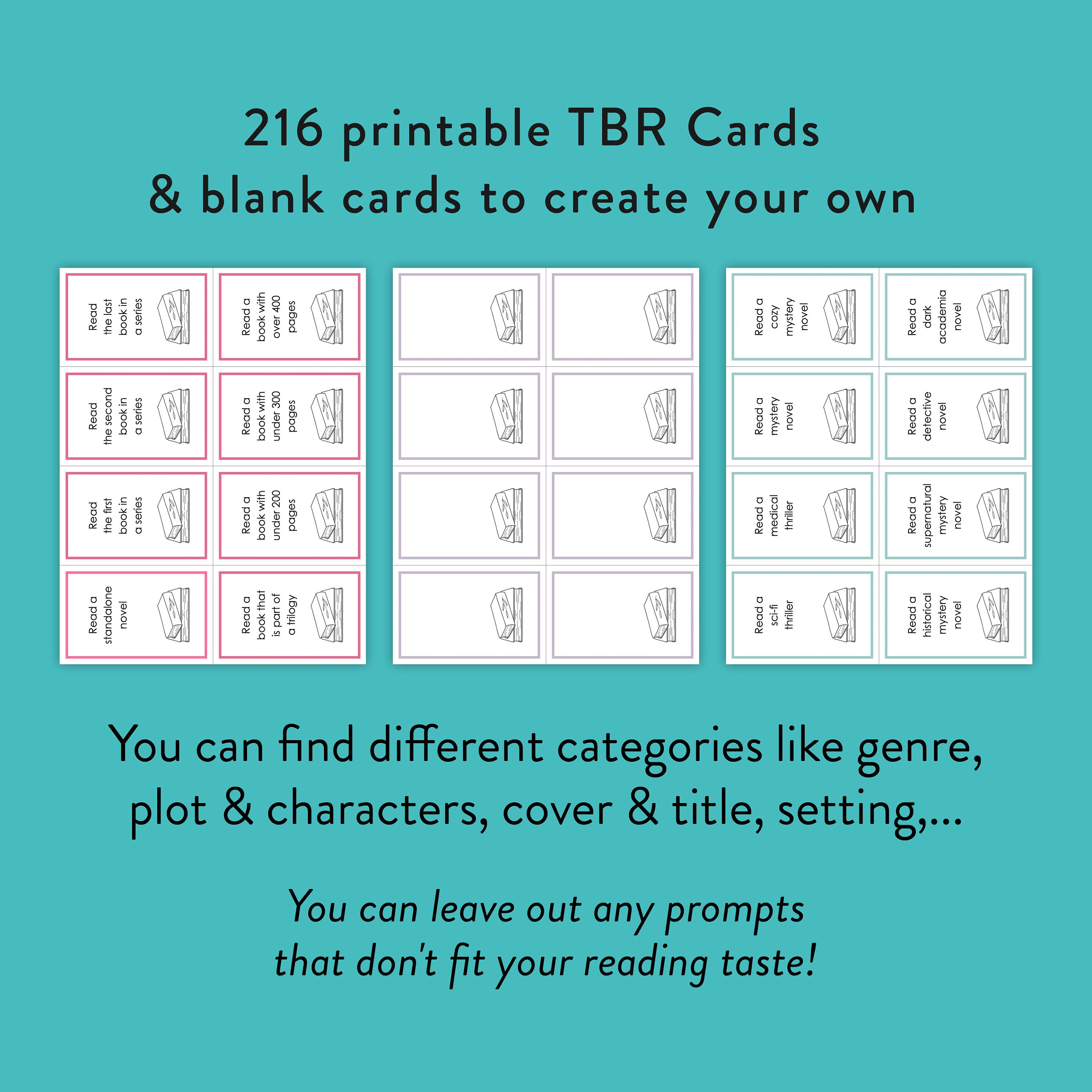 Printable Reading Challenge Templates TBR Game Cards Books - Etsy