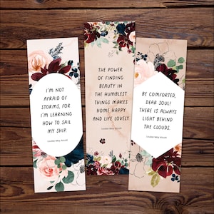Little Women Bookmarks Printable, Literary Bookmarks With Quotes, Book ...