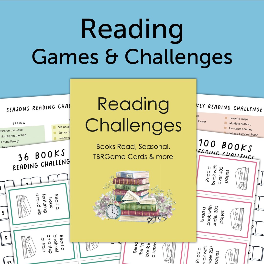 Printable Reading Challenge Templates TBR Game Cards Books - Etsy