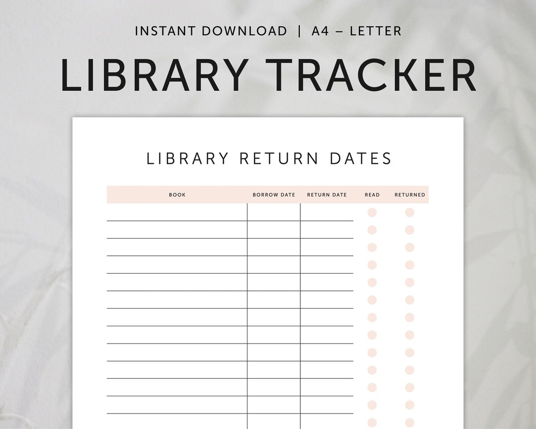 Printable Library Book Tracker With Return Dates, PDF DOWNLOAD - Etsy