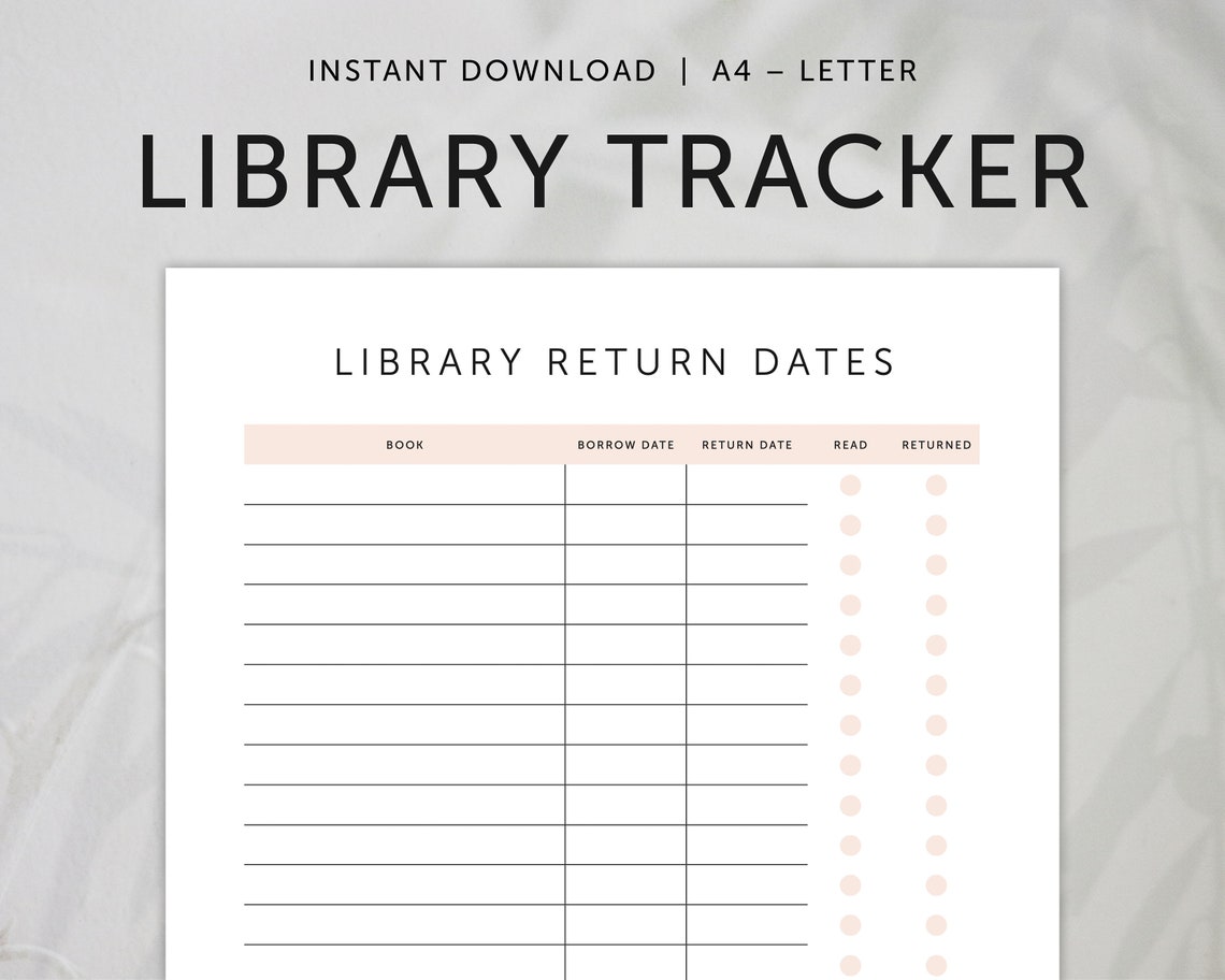 Printable Library Book Tracker With Return Dates, PDF DOWNLOAD - Etsy