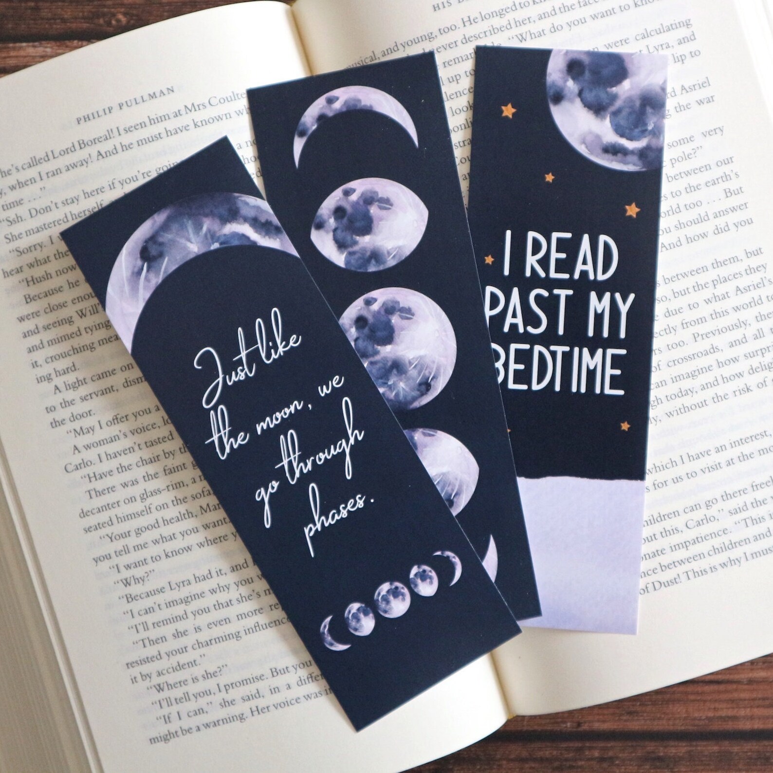 Printable Bookmarks Moon Phases Quotes I Read Past My Bedtime - Etsy