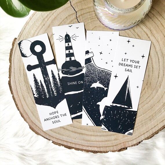 Printable Bookmarks for Books Nautical Anchor Lighthouse | Etsy
