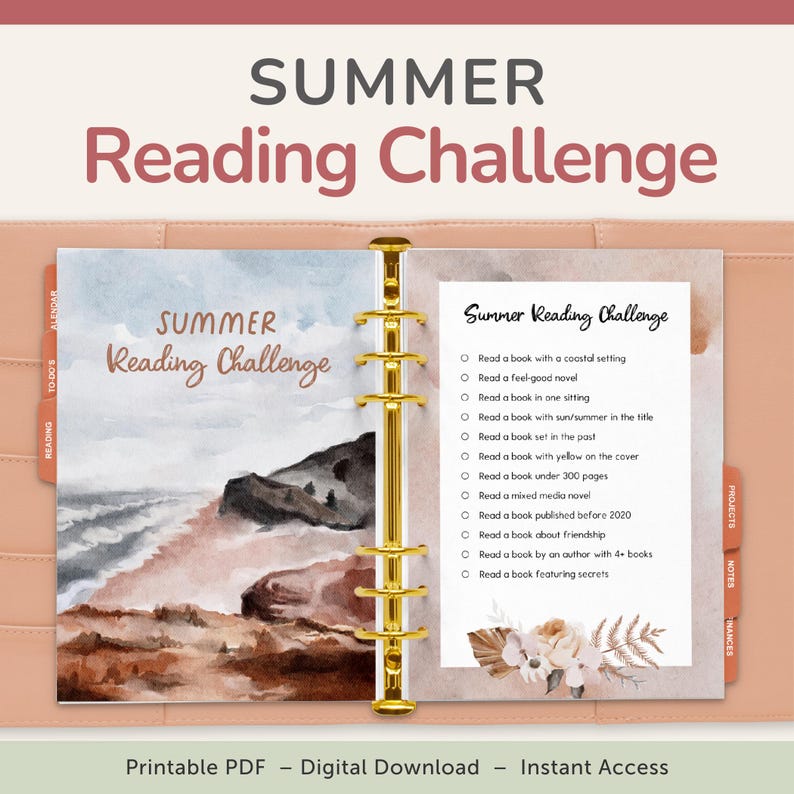 Summer Reading Challenge Printable Planner Inserts, Reading Prompts ...