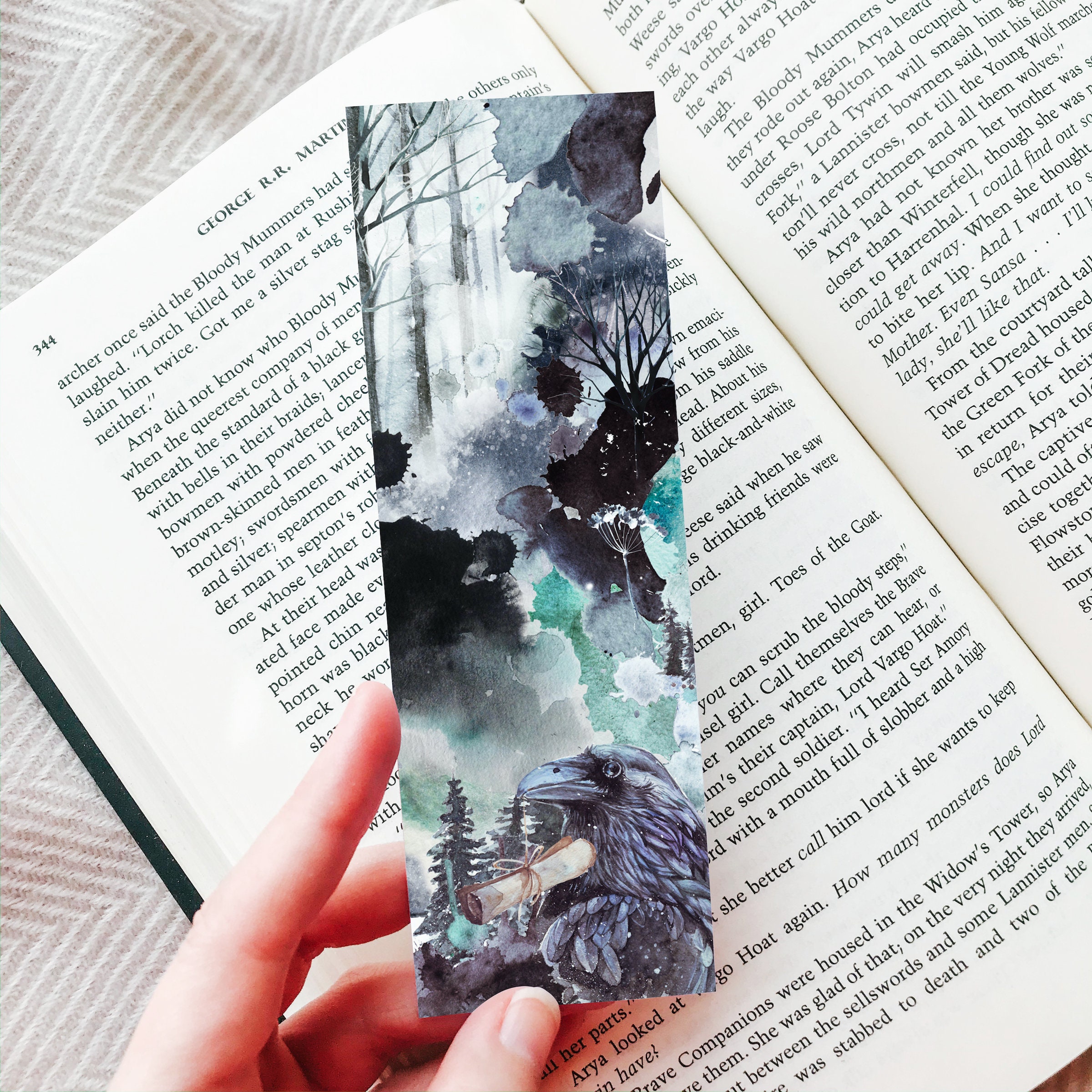 Raven Printable Bookmark Watercolor Bookmark for Books Book - Etsy