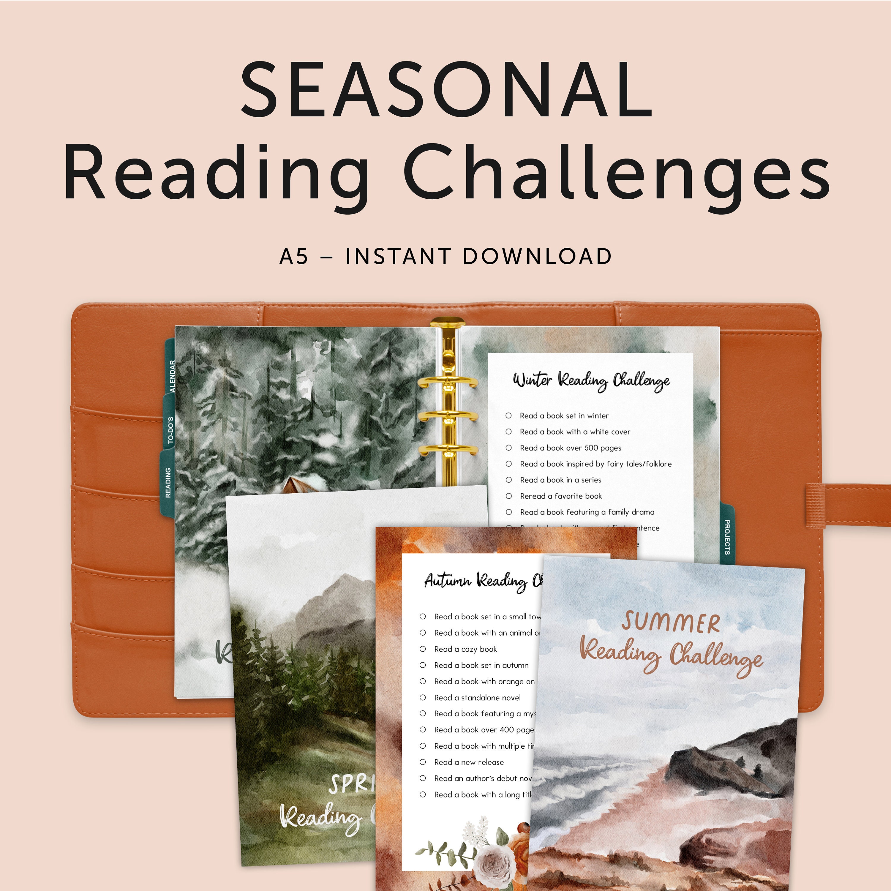 Reading Challenge Planner Inserts Printable Reading Prompts - Etsy