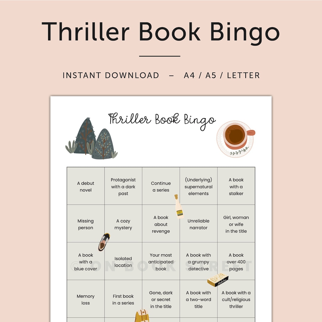 Thriller Book Bingo Printable, TBR Game, Reading Prompts, What to Read ...