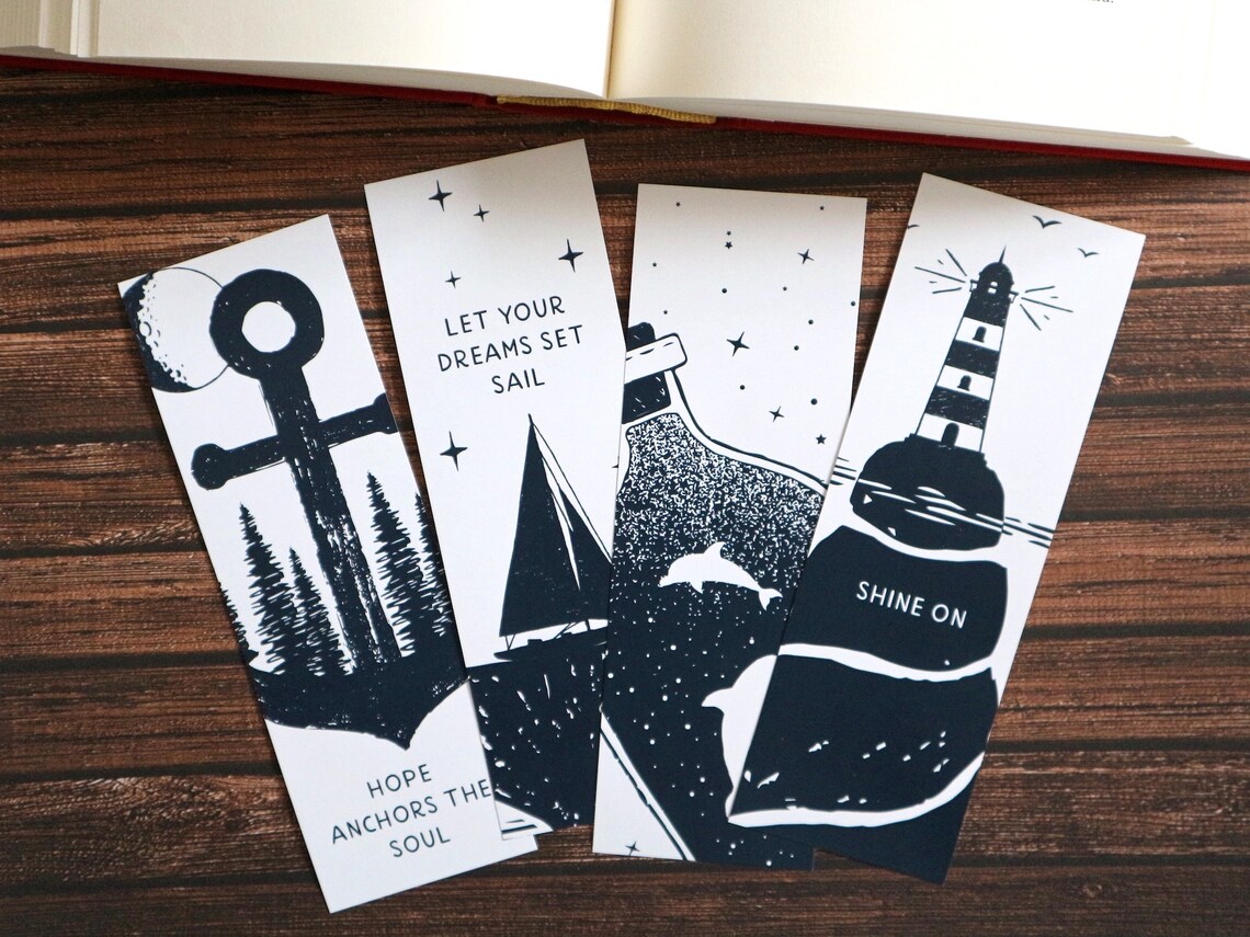 Printable Bookmarks for Books Nautical Anchor Lighthouse | Etsy