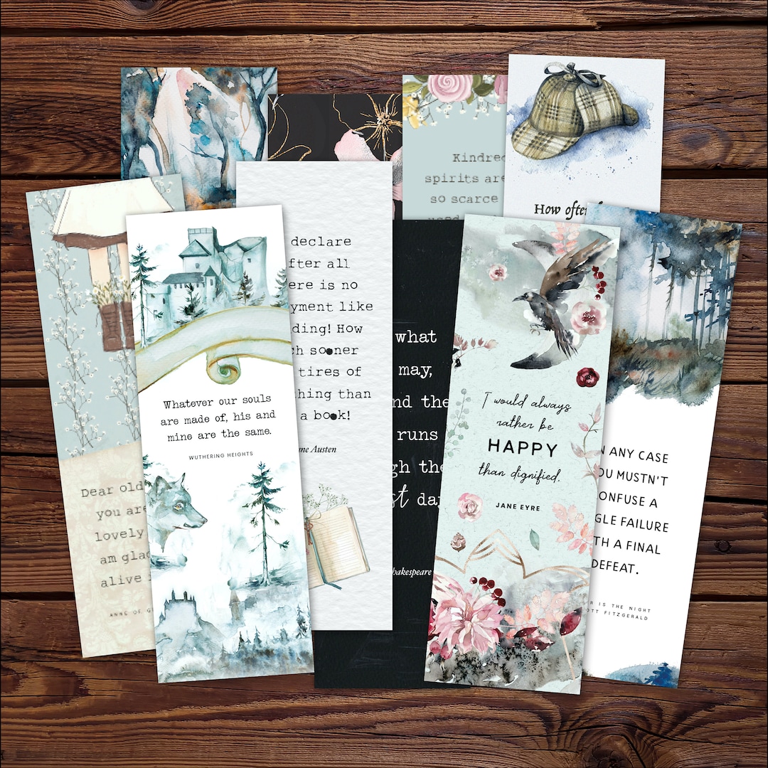 Printable Bookmarks With Classic Literature Quotes, Literary Bundle of ...