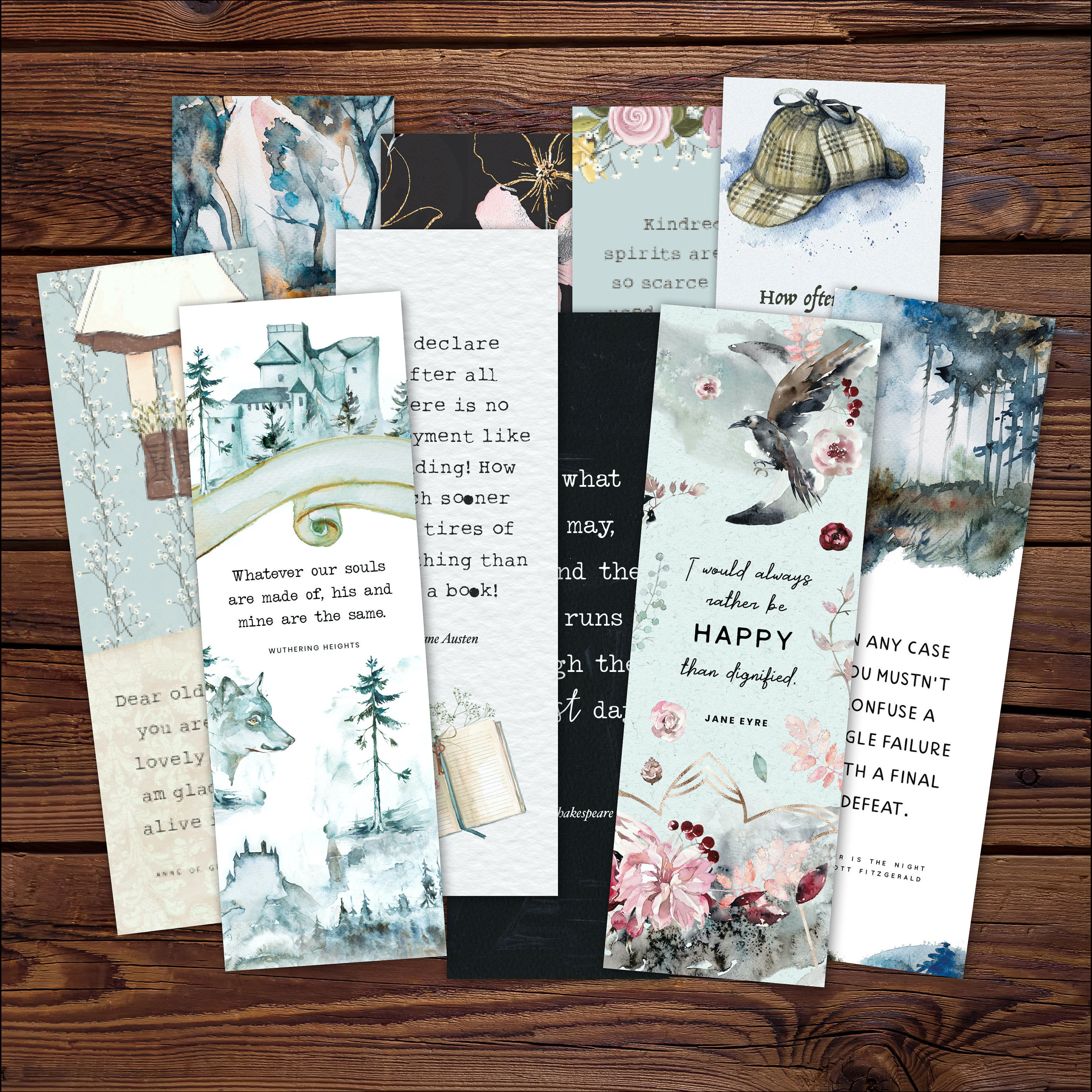 Printable Bookmarks With Classic Literature Quotes, Literary Bundle of ...