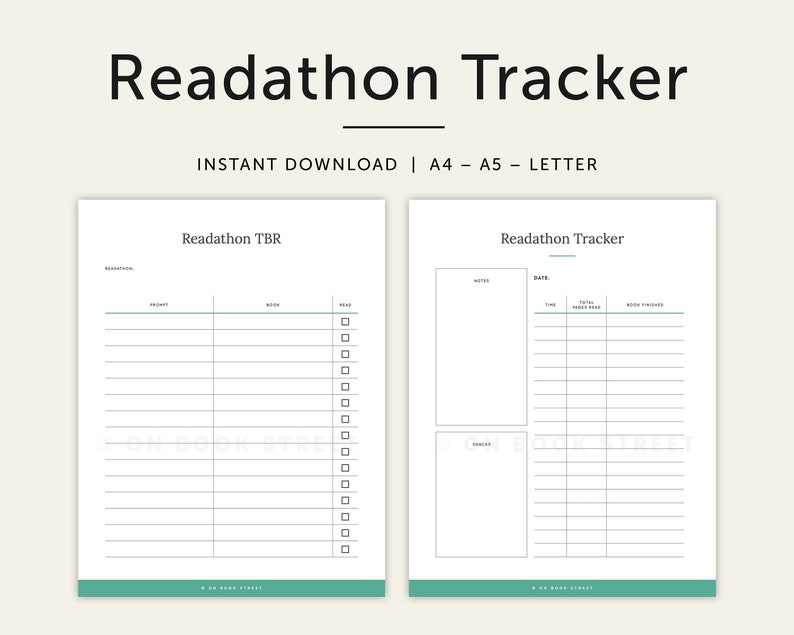 Readathon Tracker Printable, Readathon TBR List, PDF DOWNLOAD - Etsy