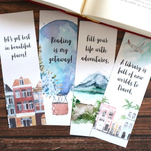 Printable Bookmarks Travel Themed Bookish Quotes Bookmarks for Books ...