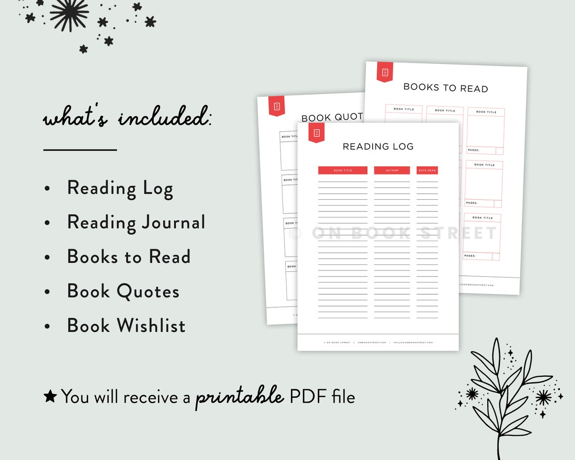 Reading Planner Printable Book Log Book Tracker Printable Book | Etsy